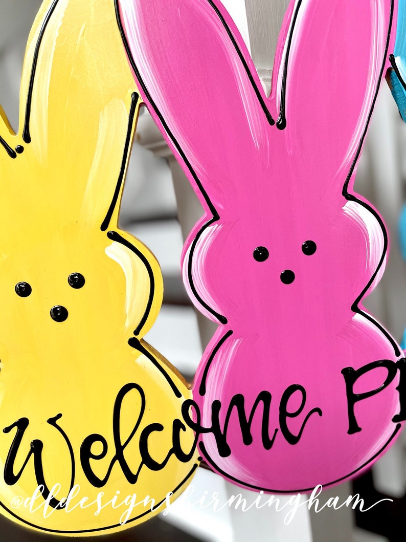 Easter Peeps Door Hanger With Hand Lettering Options - Etsy