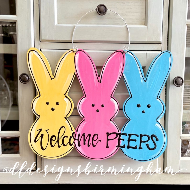 Easter Peeps Door Hanger With Hand Lettering Options - Etsy