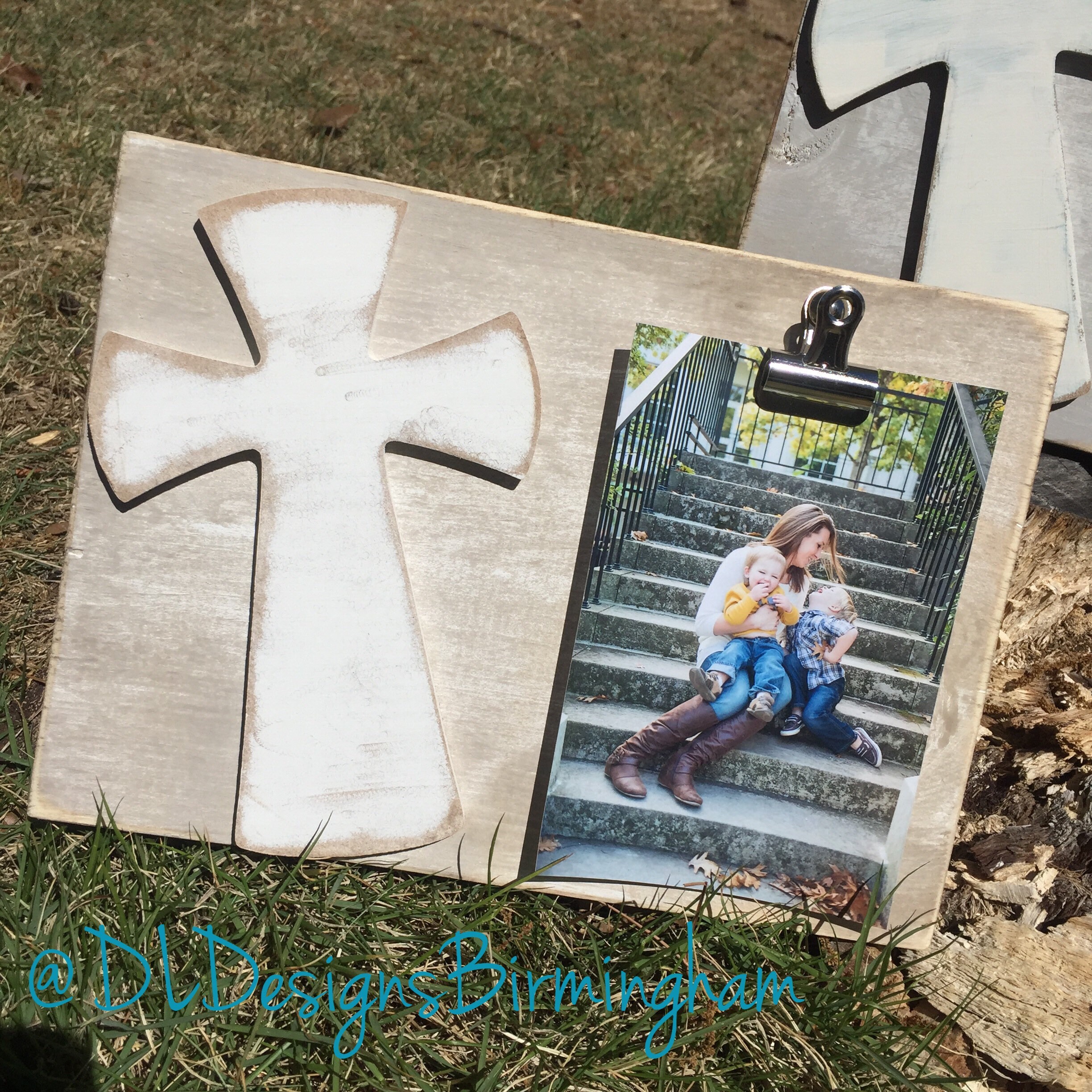 distressed cross picture frame