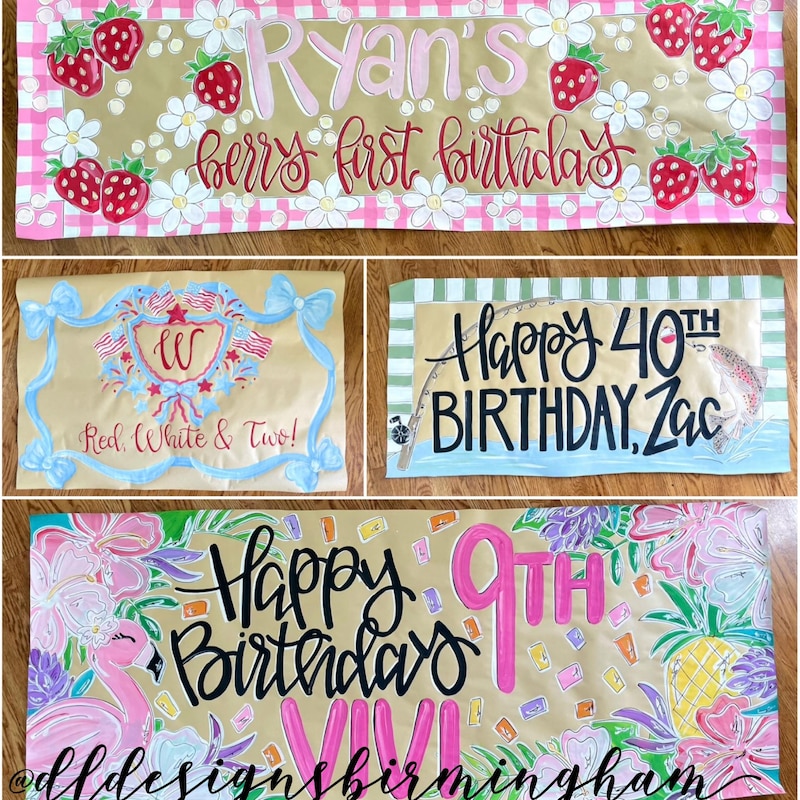 Birthday Painted Banner - Etsy