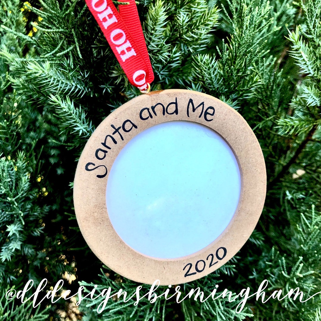 Santa and Me Picture Frame Ornament Wood Handletteted - Etsy