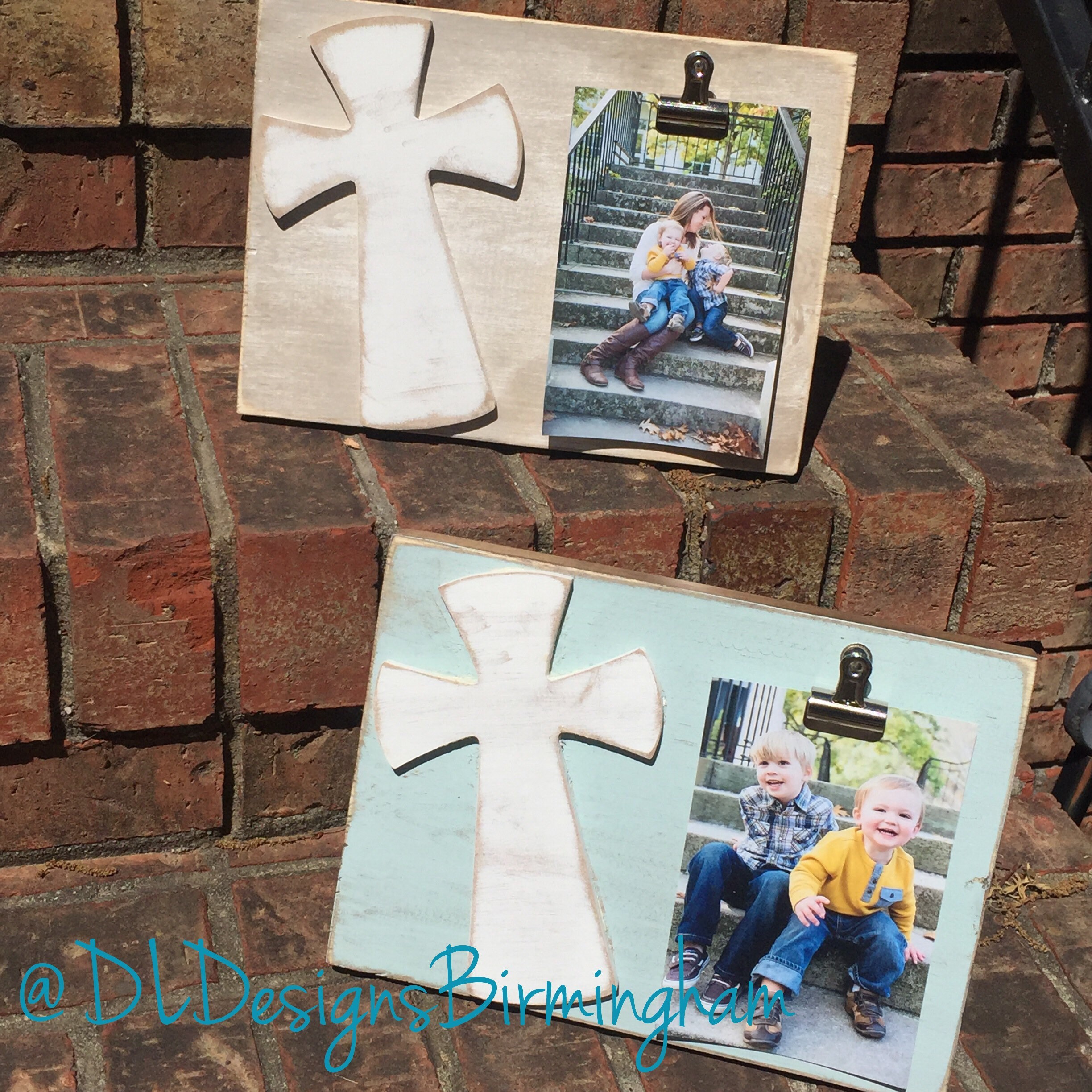 distressed cross picture frame