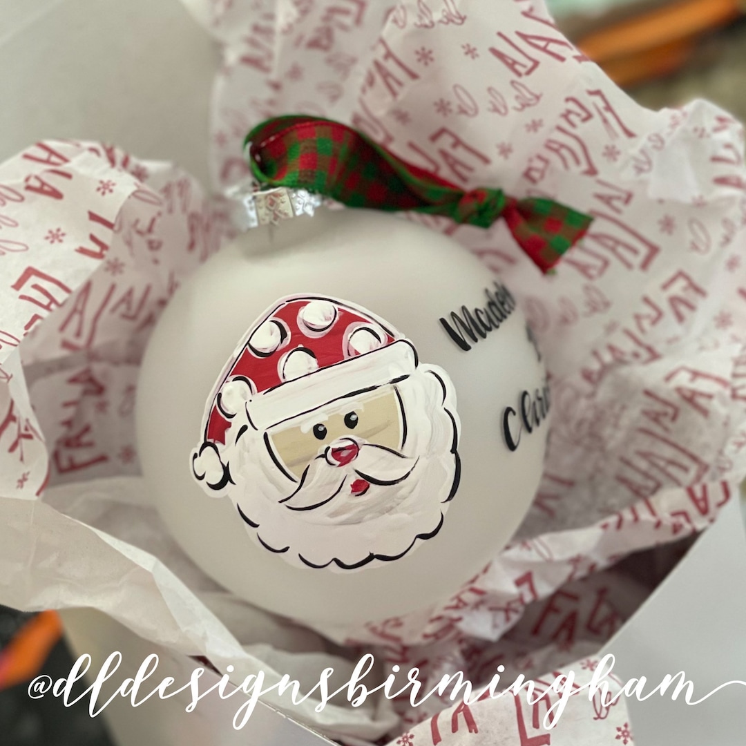 First Christmas Ornament Santa Face Hand Painted Glass Boy - Etsy