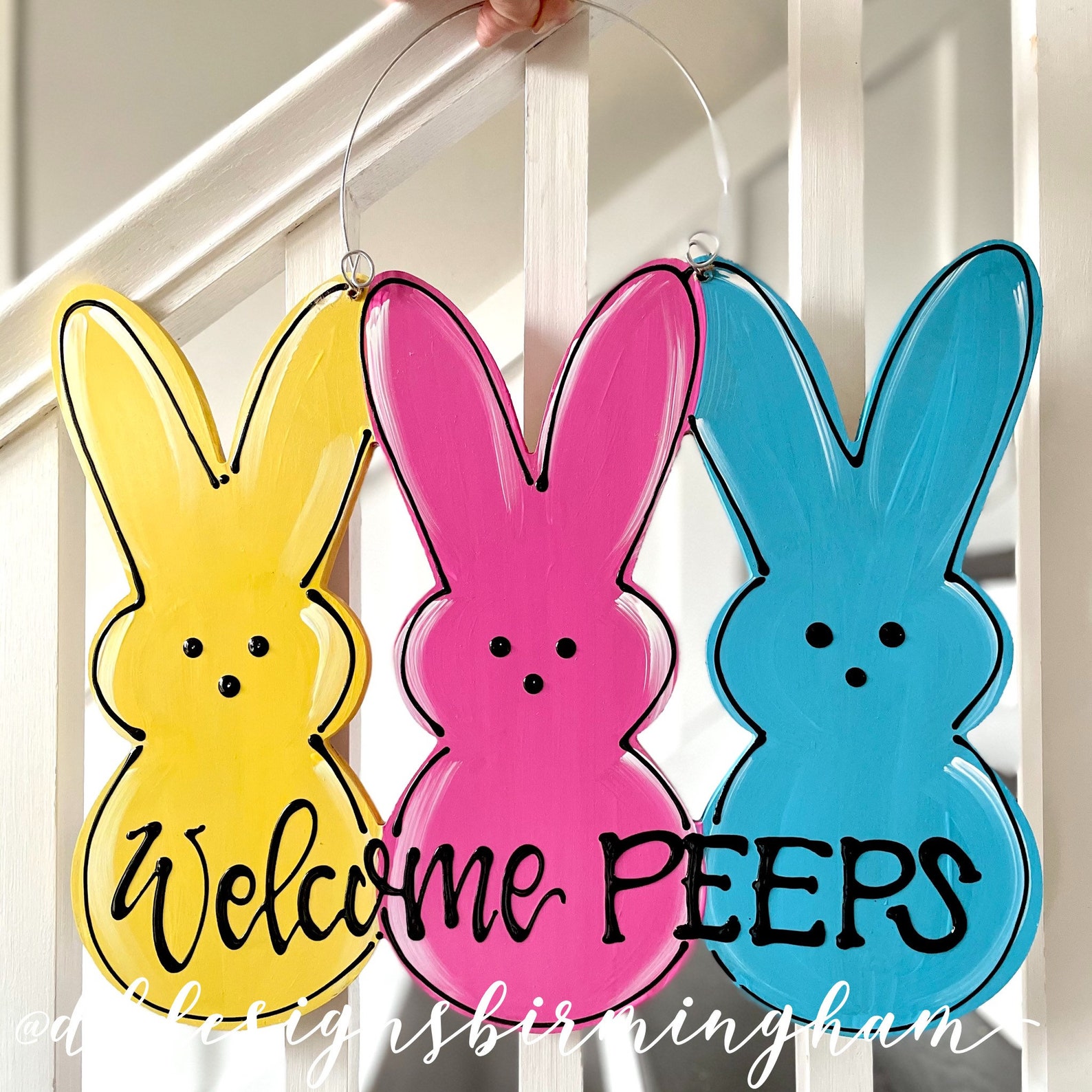 Easter Peeps Door Hanger With Hand Lettering Options - Etsy