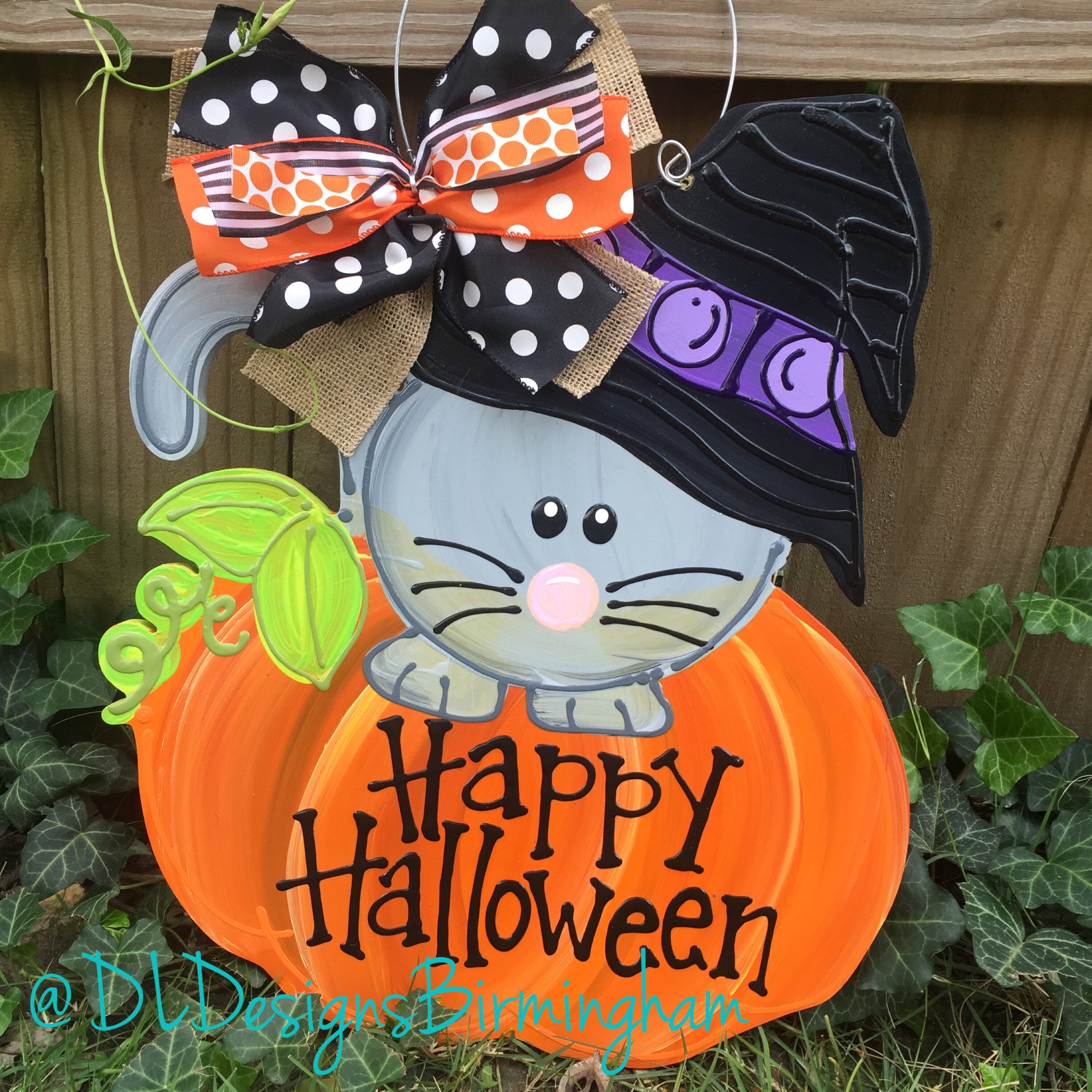Halloween Door hanger witch hat cat happy halloween pumpkin