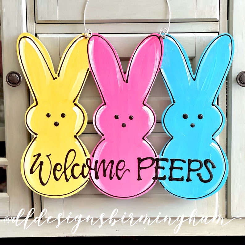 Easter Peeps Door Hanger With Hand Lettering Options - Etsy