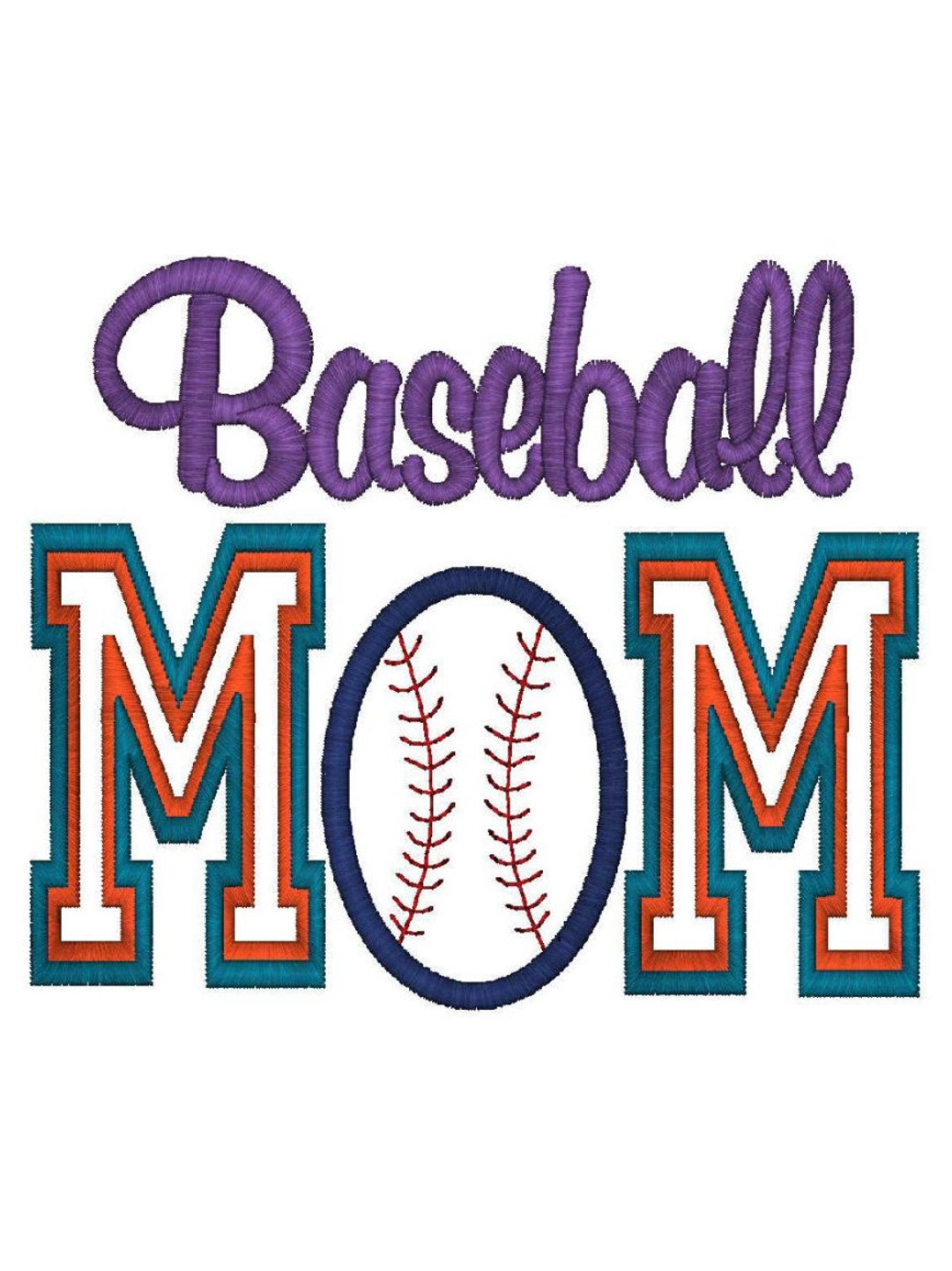 Applique Baseball Mom Machine Embroidery Design 4 Sizes, Instant ...