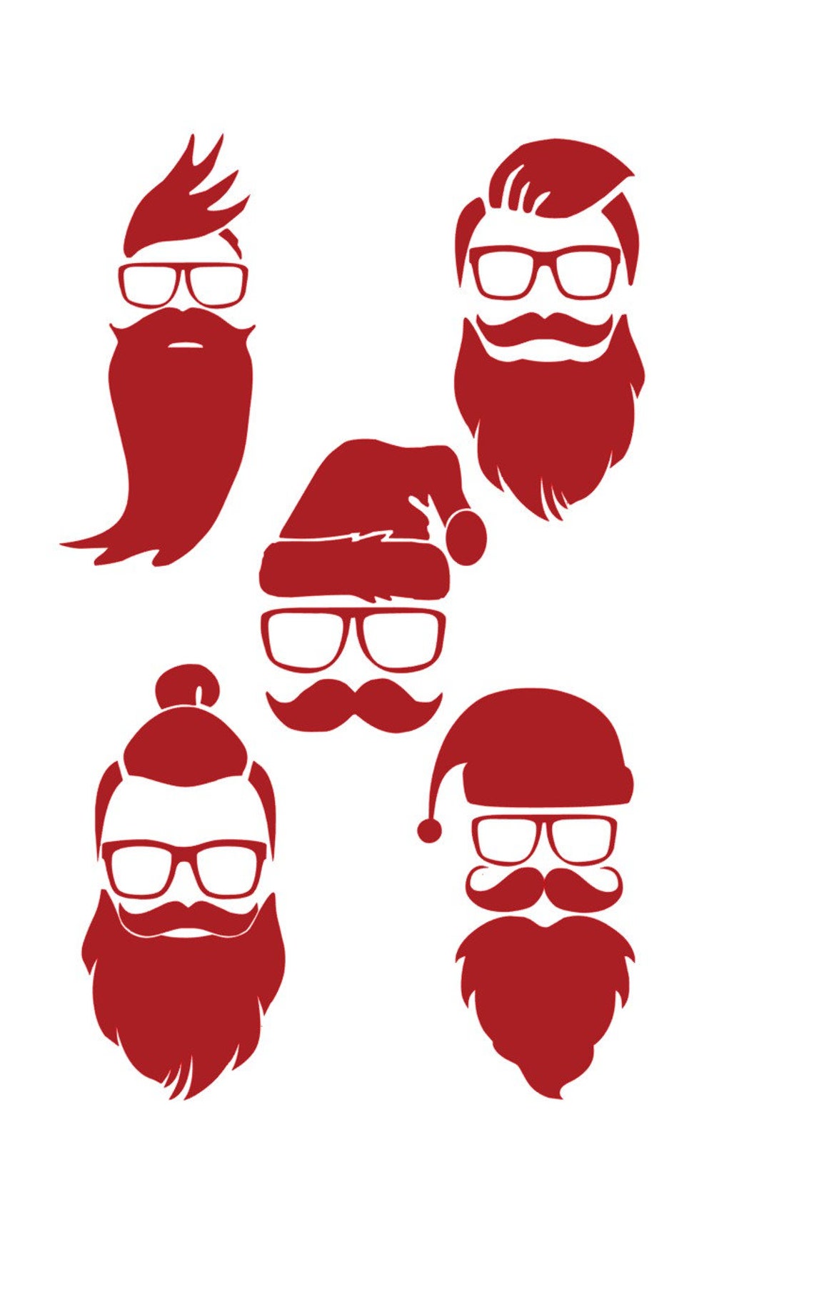 SVG GSP 5 Hipster Santa Clauses svg GSP Files for Silhouette | Etsy