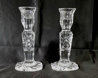 Glass candlesticks | Etsy