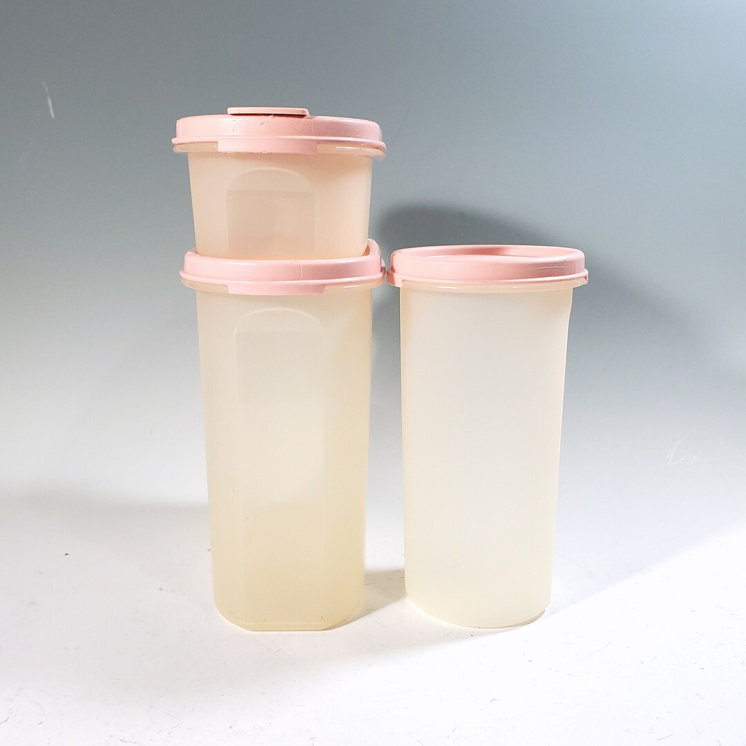 Vintage Tupperware Storage Containers With Pink Lids, Modular Mates - Etsy