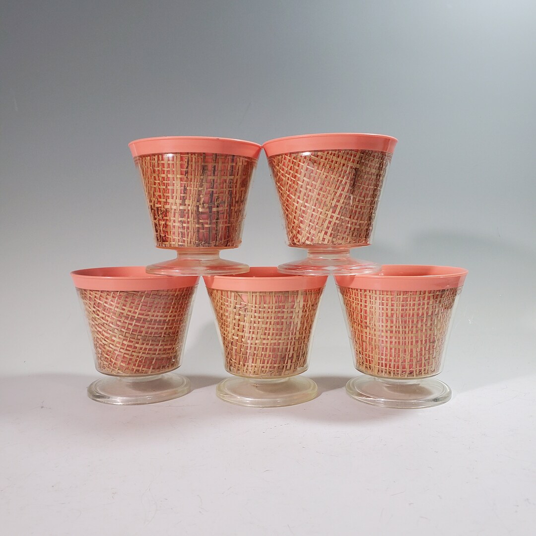 Set of 5 Raffia Ware Insulated Dessert Sorbet Sherbet Cups Coral - Etsy