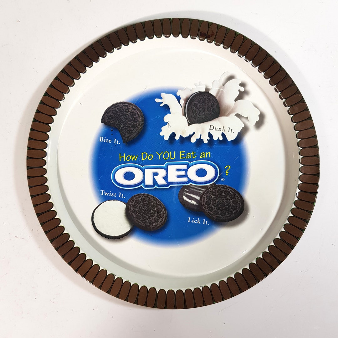 Vintage How Do You Eat an Oreo Metal Tray, Rusty Gold - Etsy