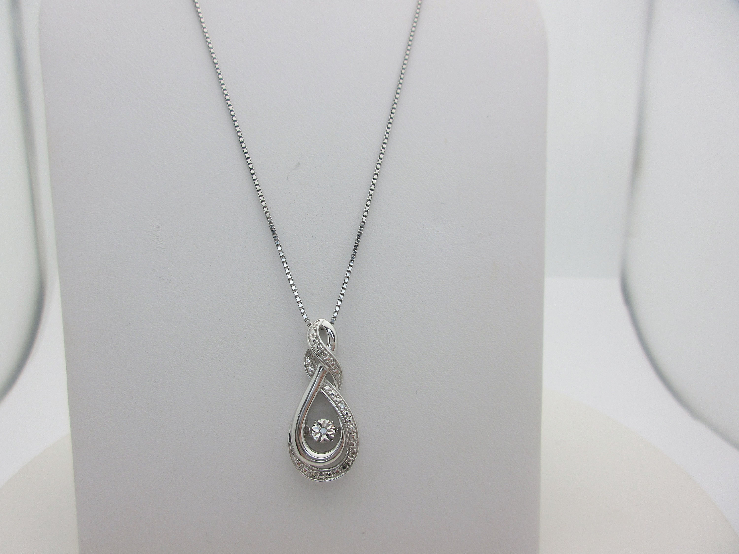 Diamond Infinity Necklace Diamonds in Rhythm Solid Sterling Silver Size ...