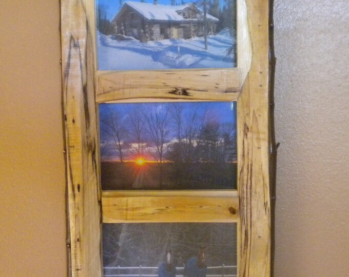 Rustic Log Frame-holds 3, 4 X 6 Photos - Etsy