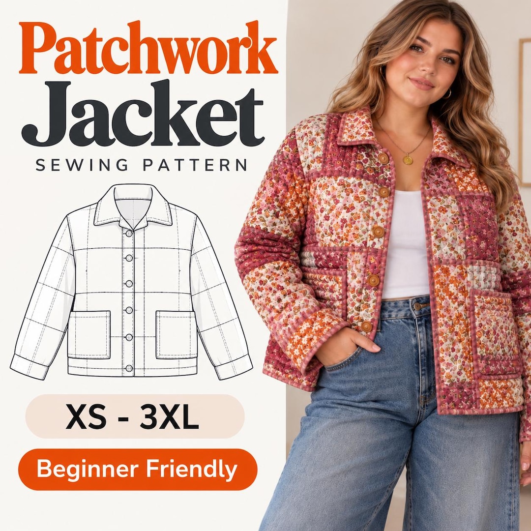 Jacket Sewing Pattern PDF | Pre-quilted Jacket Pattern, XS-3XL | A4, US ...