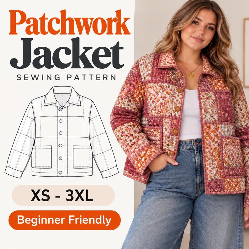 Jacket Sewing Pattern PDF | Pre-quilted Jacket Pattern, XS-3XL | A4, US ...