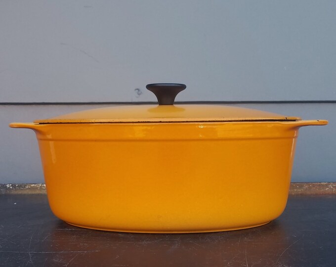 Vintage Le Creuset Cousances Dutch Oven Color Mustard #28 Cast Iron ...
