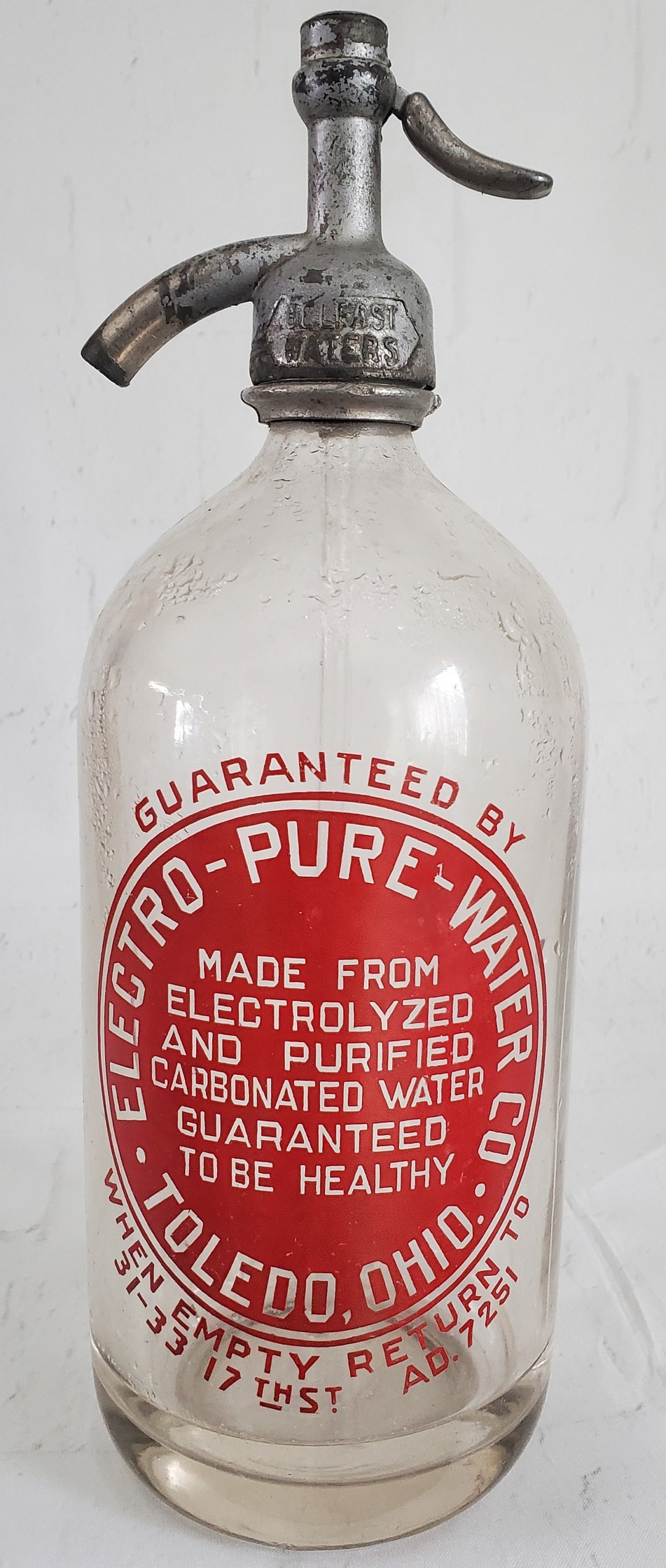 Antique Vintage Electro Pure Water Co. Seltzer Soda Bottle Toledo Ohio ...