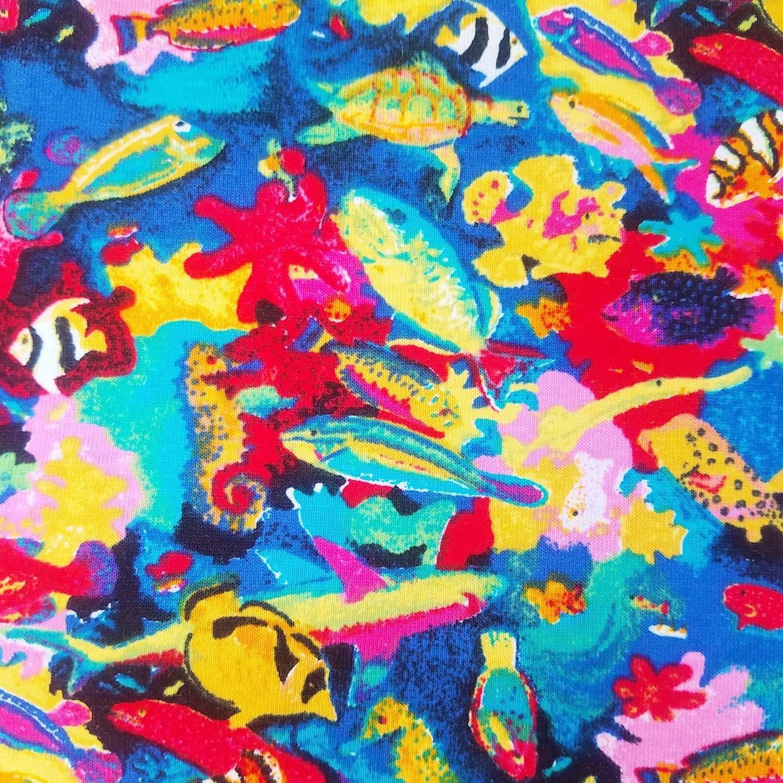 Neon Coral Reef Tropical Fish Fabric Jersey Knit Tropical - Etsy