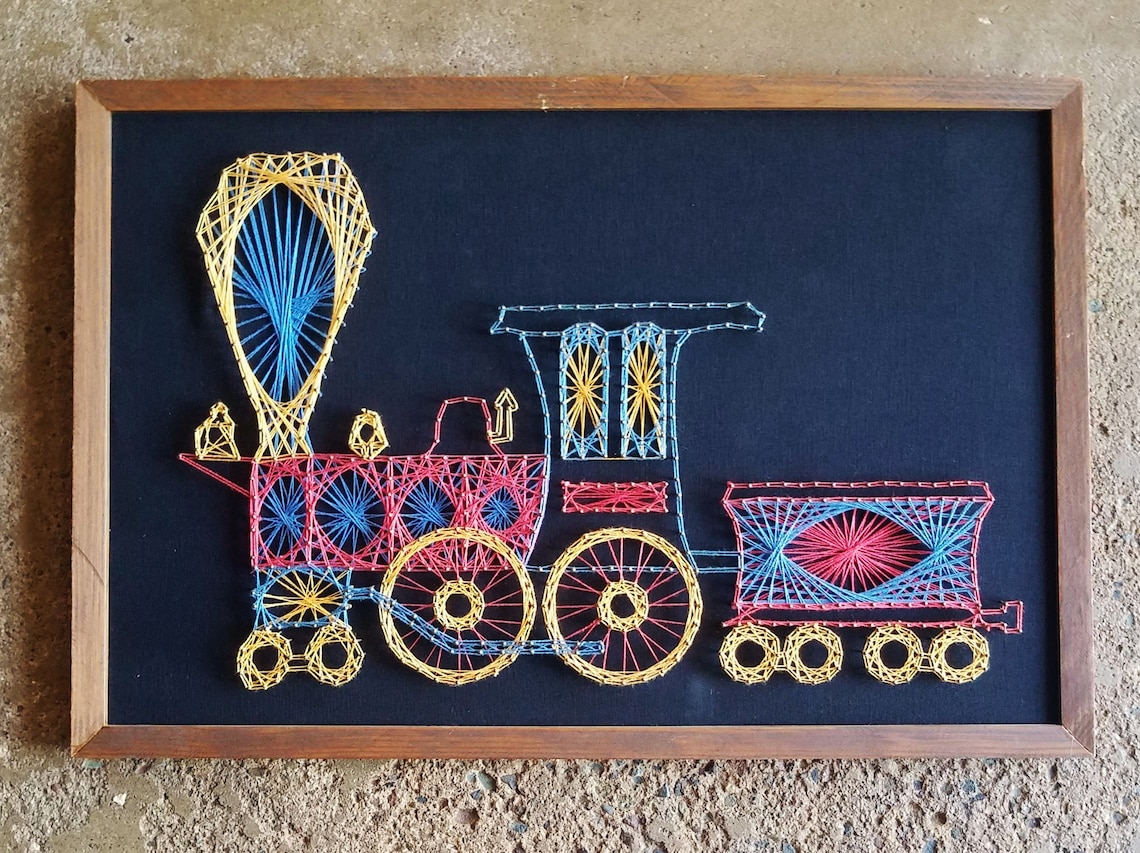 Vintage 1970's Train String Art Pin String Art Train - Etsy