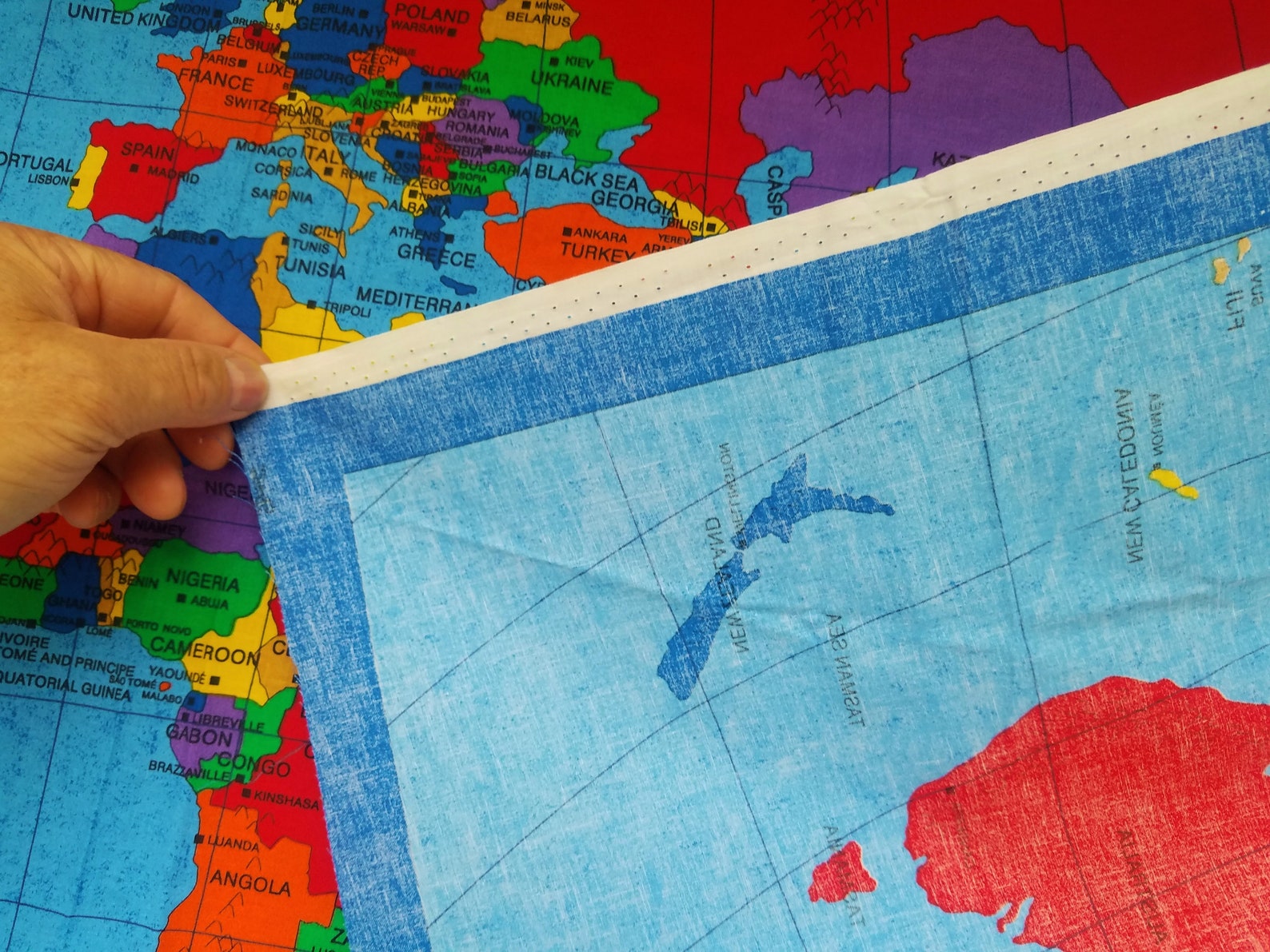 Vintage 1998 World Map Fabric Panel Multi Color Designed for | Etsy