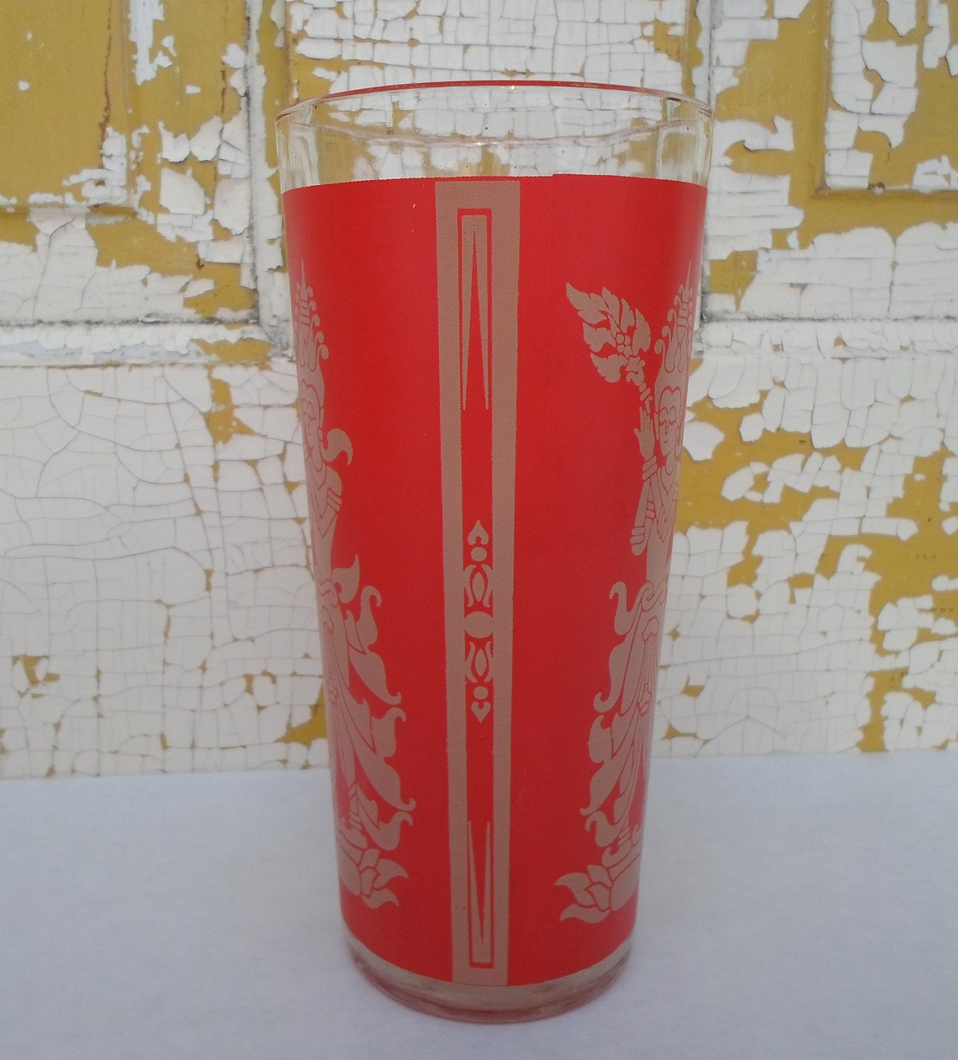 Vintage Hindu Inspired Glassware Red & Gold Bar Glass - Etsy
