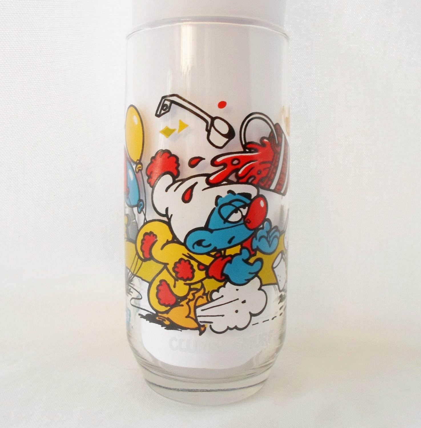 Smurf Glass Clumsy Smurf Peyo Cartoon Vintage 1983 | Etsy