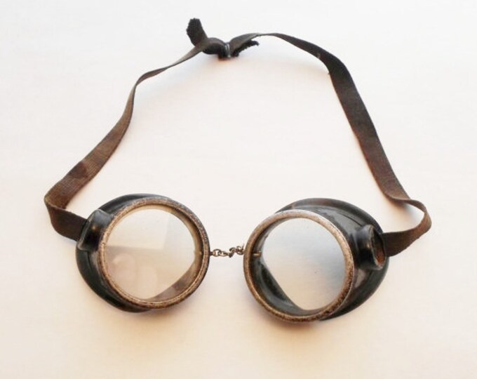 Vintage Oxweld, Safety Goggles, Glasses, Industrial, Steampunk, Black ...