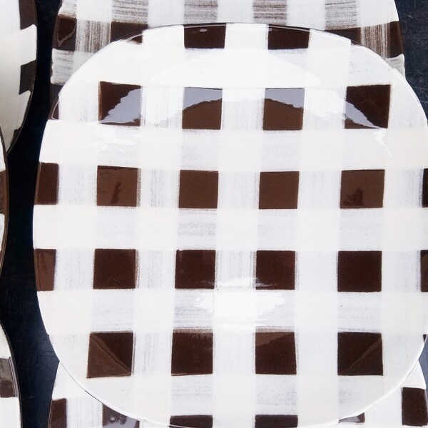 Checkered Dinner Plates - Etsy