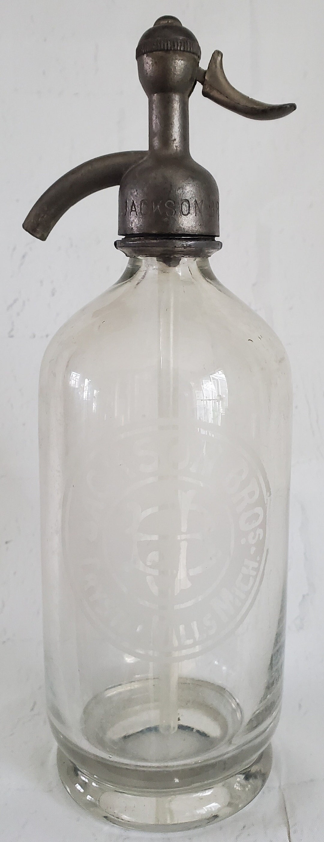 Antique Vintage Jackson Bro. Seltzer Bottle Soda Water Crystal Falls ...