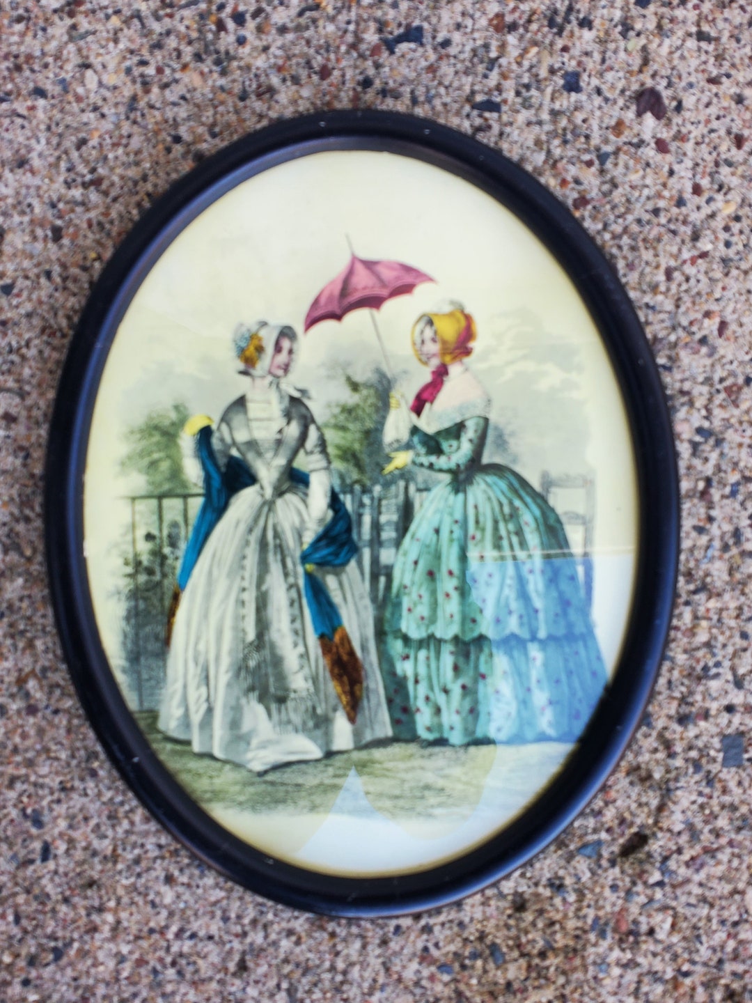 Vintage Small Lithograph Print of Ladies Fashion Framed Under Glass - Etsy