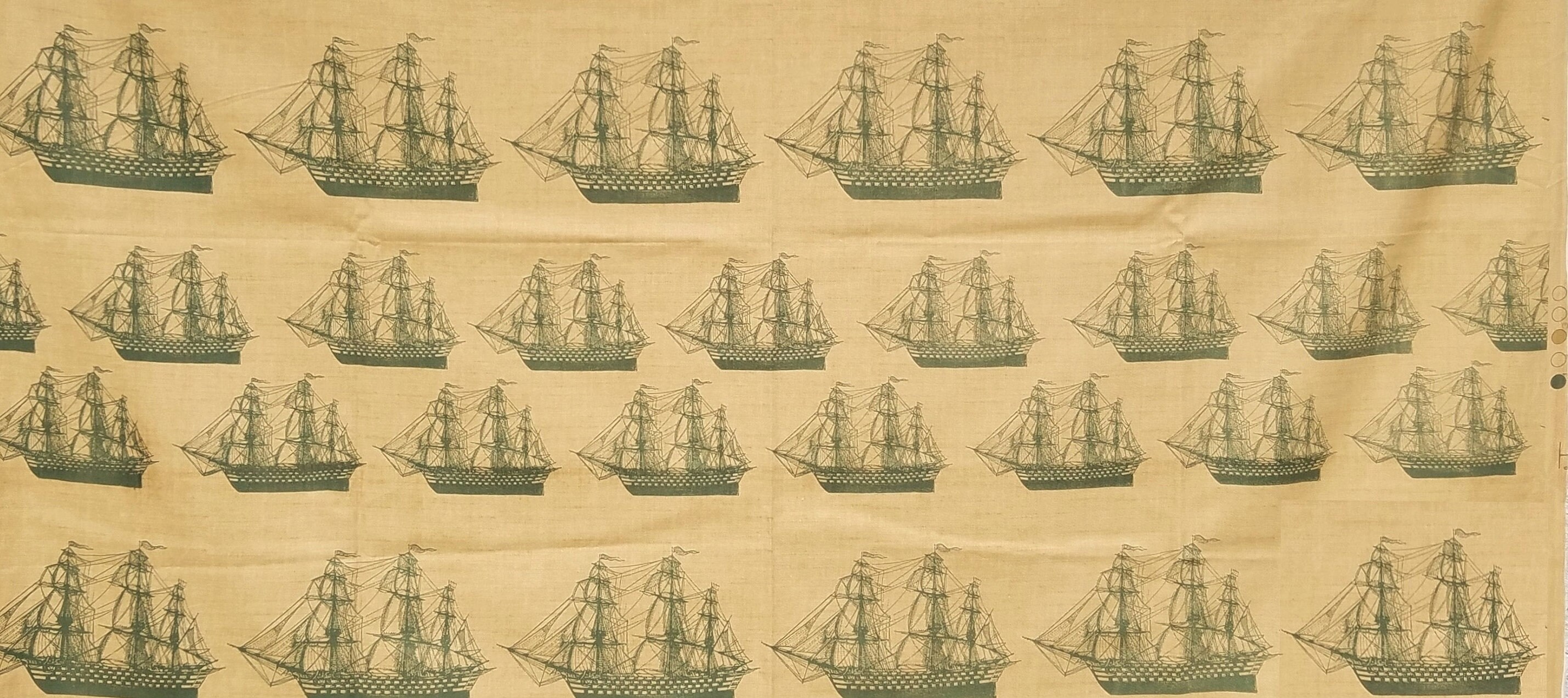 Nautical Fabric Sailing Ships Fabric 55" W by 24" L,designed by Arvale ...