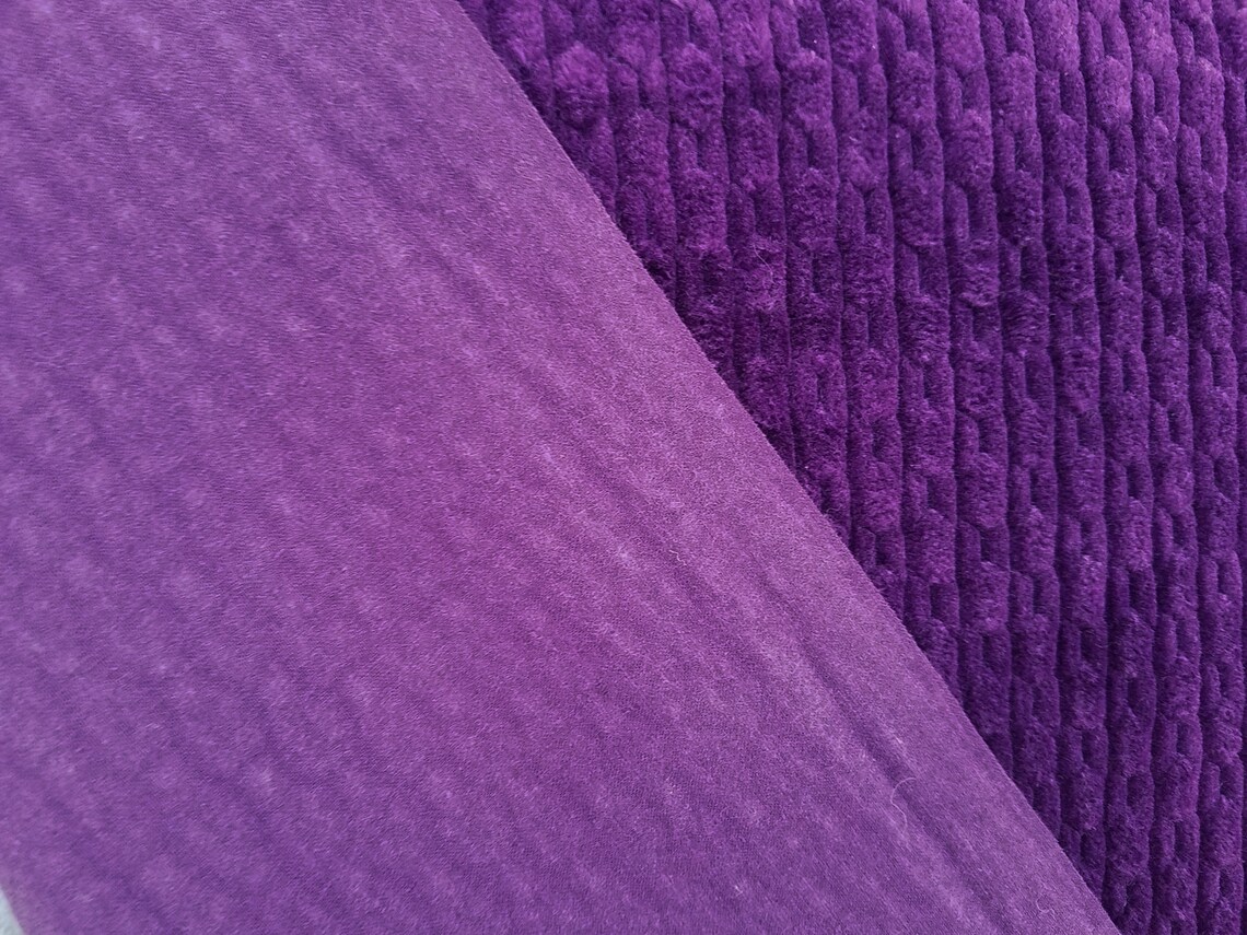 Vintage Purple Velvet Upholstery Fabric, Velvet Striped Embossed ...