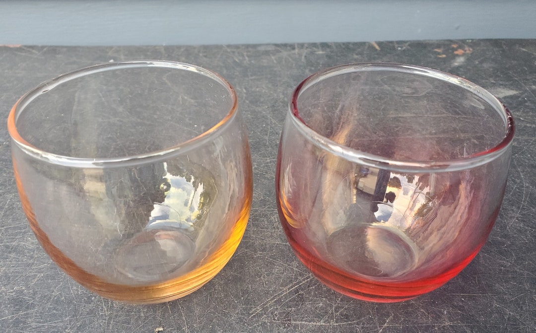 Vintage Roly Poly Rocks Glass Pastel Color Fade, Set of 2, Glassware ...