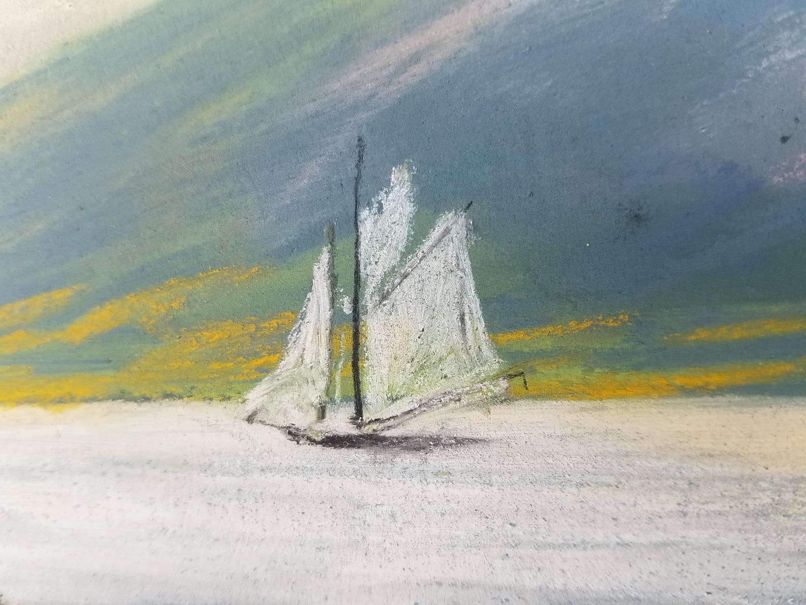 Nautical, Landscape Chalk Pastel Drawing on Sandpaper, Pastel or Chalk ...