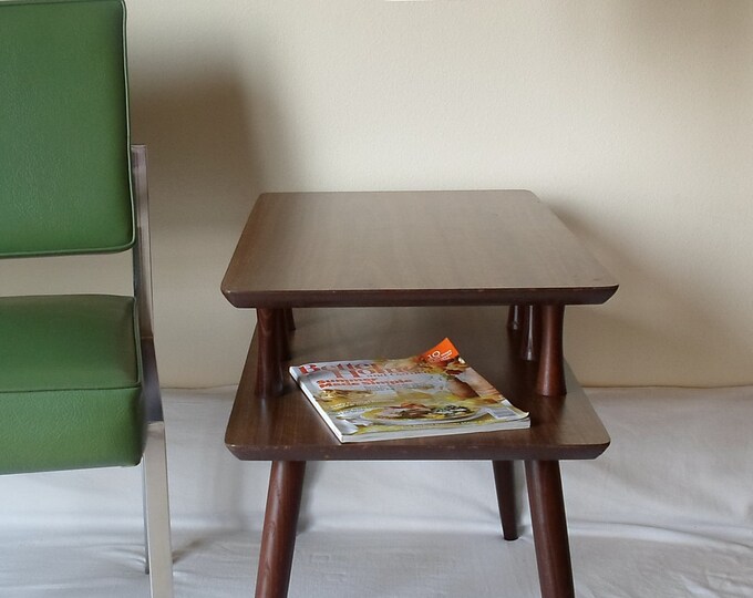 Vintage Mid Century Modern Laminate End Table Side Table Dark Walnut ...