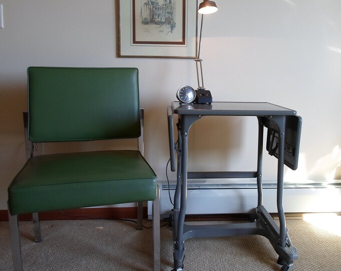 Vintage Metal Rolling Typewriter Stand Industrial Grey Mid Century ...