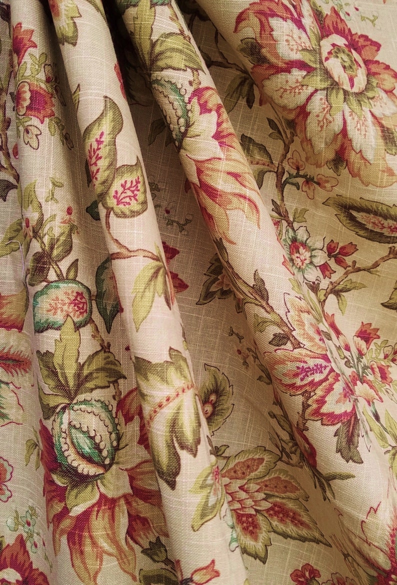 Mill Creek Jacobean Floral Fabric Printed Linen Blend - Etsy