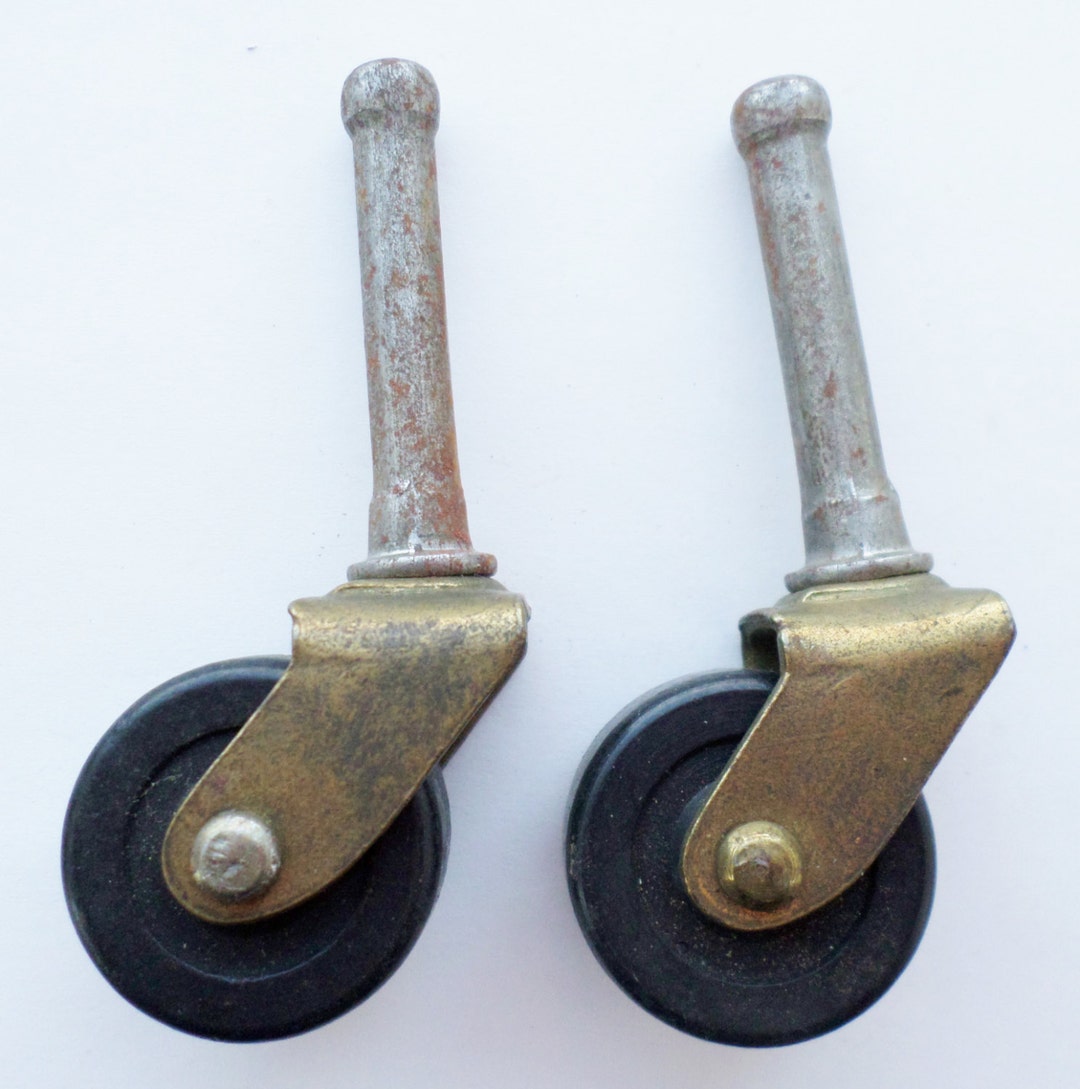 Casters, Vintage, Set of 2, Matching, Steel and Rubber, Industrial ...