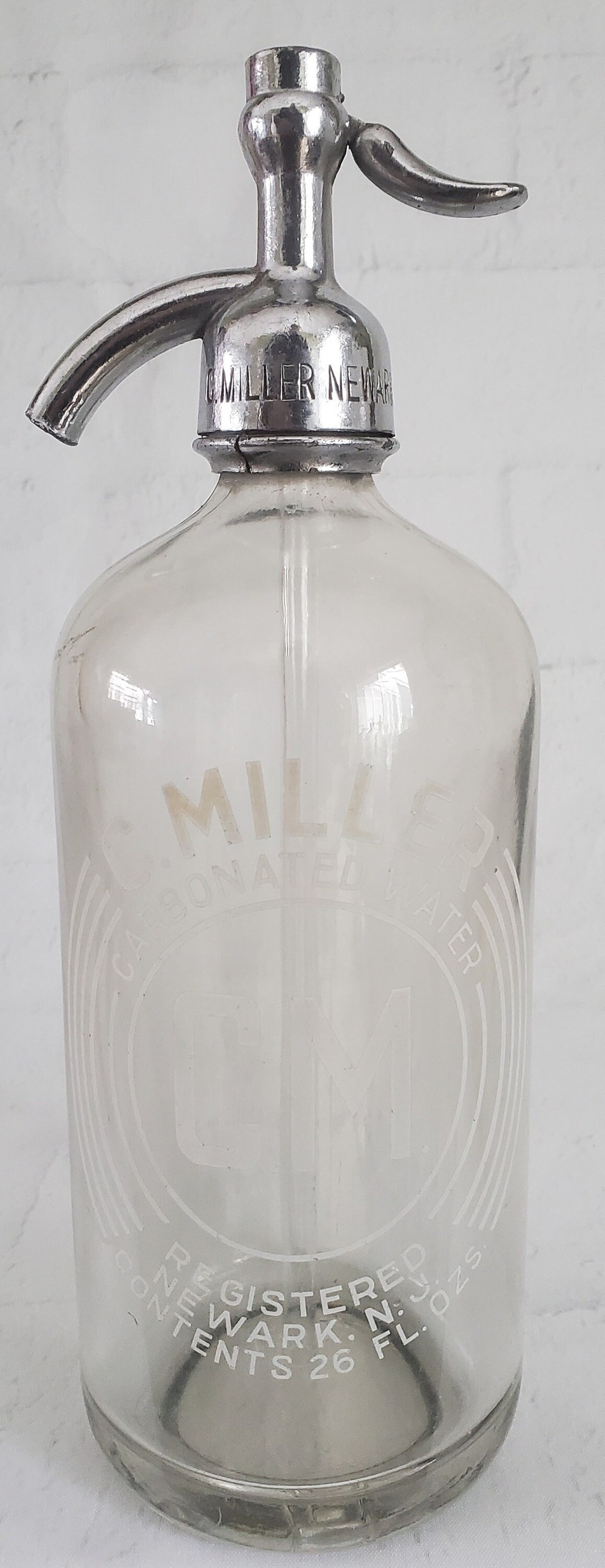 Antique Vintage C. Miller Carbonated Water Seltzer Bottle Soda Water ...