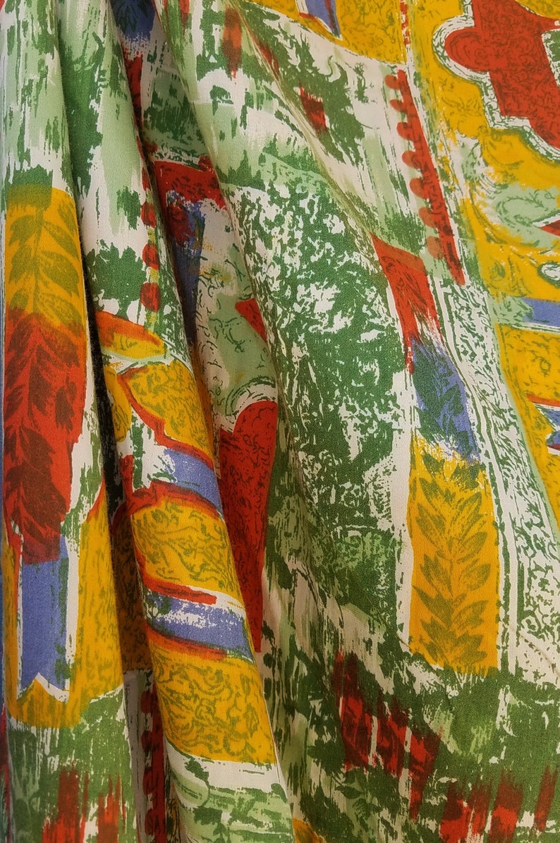 Vintage Mid Century Modern Abstract Print Charmeuse Fabric - Etsy