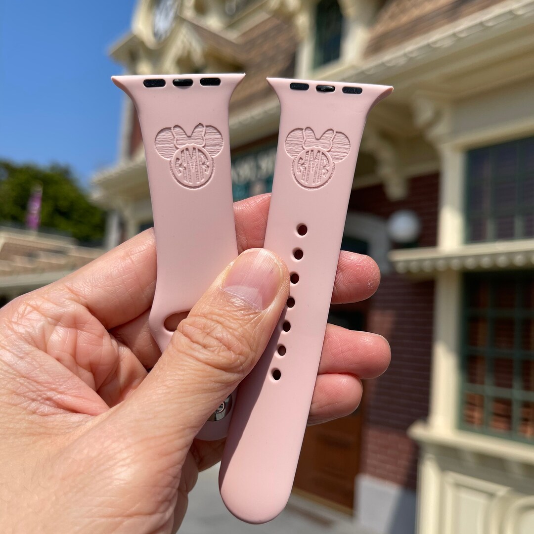 Minnie Mouse Mouse Ear Monogram Engraved Apple Watch Band for 38mm 40mm ...