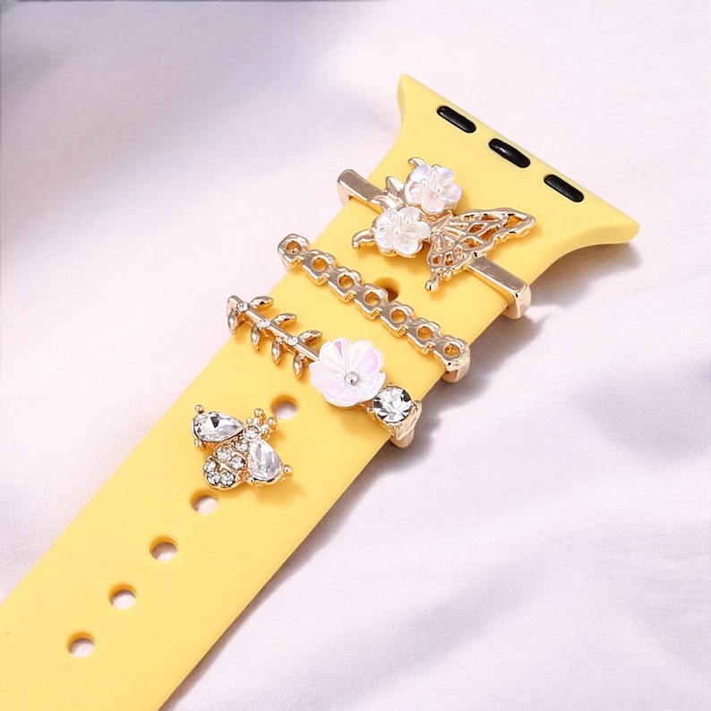 Floral Butterfly Apple Watch Charm: Diamond Samsung / Fitbit Watch Band ...
