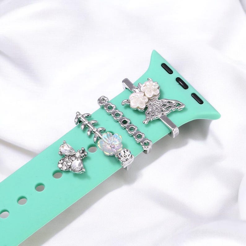 Floral Butterfly Apple Watch Charm: Diamond Samsung / Fitbit Watch Band ...