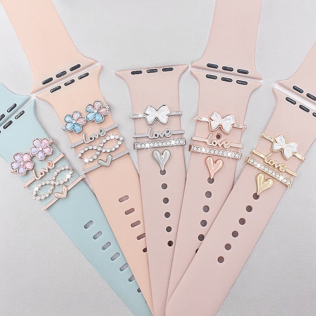 Floral Heart Apple Watch Band Charms: Diamond Samsung Galaxy / Fitbit ...