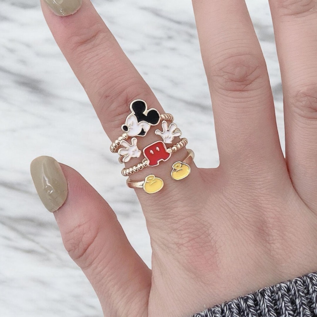Vintage Mickey Mouse Alloy Ring: Adjustable Cute Theme Park Jewelry ...