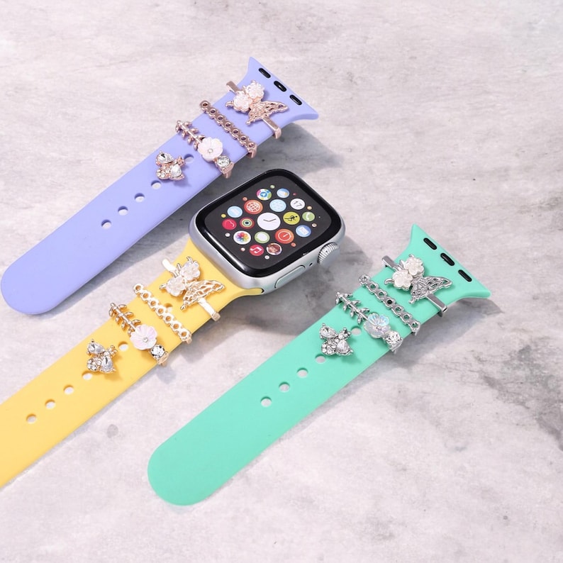 Floral Butterfly Apple Watch Charm: Diamond Samsung / Fitbit Watch Band ...