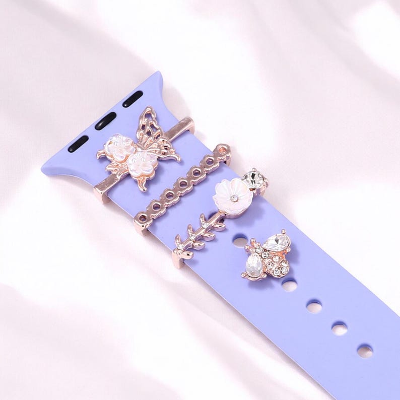 Floral Butterfly Apple Watch Charm: Diamond Samsung / Fitbit Watch Band ...