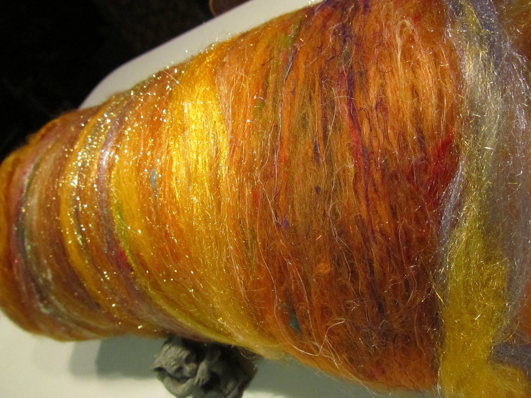 NOVEMBER, Fiber Art Batt for Spinning, Textured Bling Batt, Angelina ...