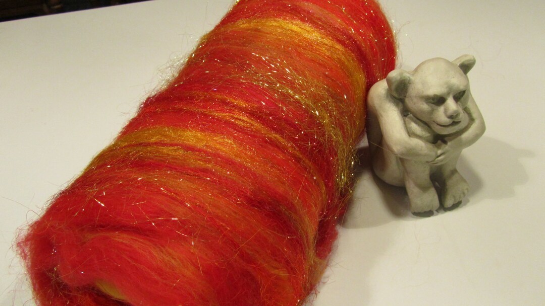 NEW YEAR'S EVE, Fiber Art Batt for Spinning, Sari Silk, Angelina ...